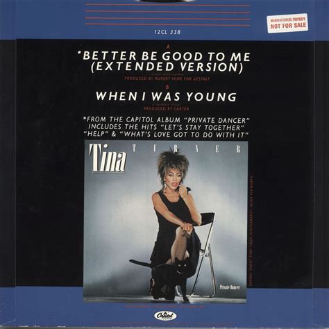 Tina Turner Better Be Good To Me Factory Sample Uk Promo 12 Vinyl