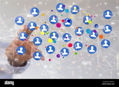 A 3d Rendering Of Human Icons With Hand Tapping On It From Behind Internet Communication Concept