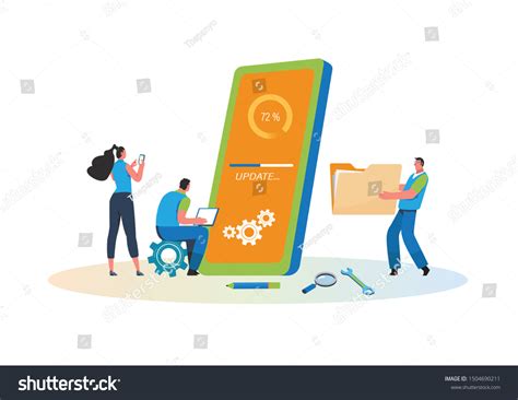 System Updates People Updating Operation Computing Stock Vector
