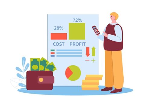 Premium Vector Employee Analyzing Graphs And Charts Counting Bill Cartoon Man Office Worker