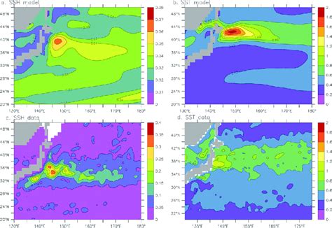 Standard Deviation Of Annually Averaged Ssh M And Sst 8c A Ssh
