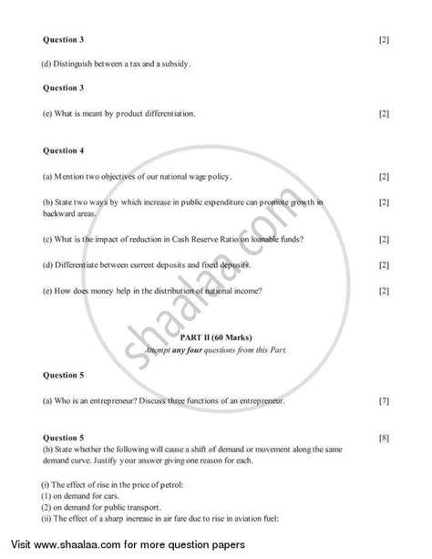 Economic Applications 2006 2007 English Medium Icse Class 10 Question Paper With Pdf Download