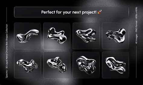 Spectra 3d Liquid Metal Chrome Blob Shapes Collection Figma
