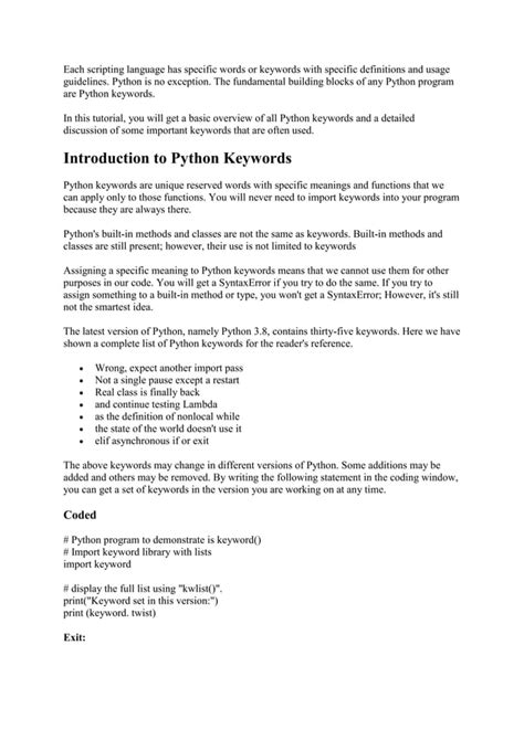 Python Keywords Pdf