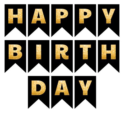 Happy Birthday Printable Letters Black And Gold Happy Birthday Banner