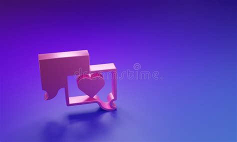 Pink Speech Bubble Chat Icon Isolated On Purple Blue Background