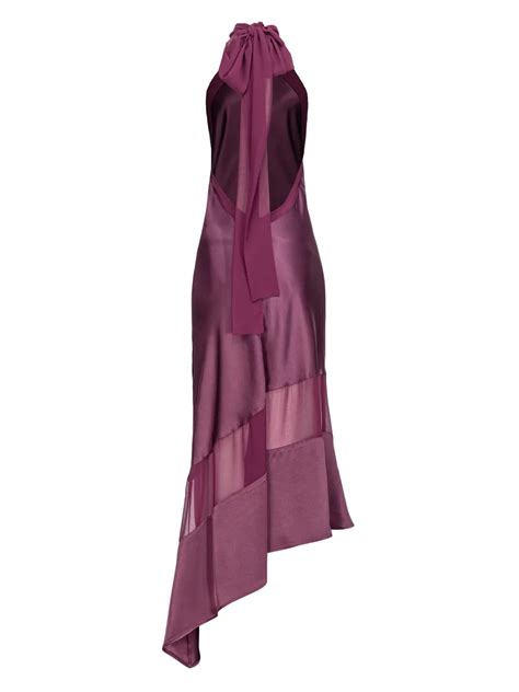 PINKO Vestido Satinado Con Cuello Halter Morado FARFETCH MX