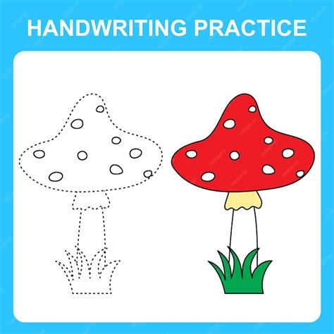 필기 연습 선을 추적하고 비행 Agaric 버섯 색칠하기 교육용 어린이 게임 색칠하기 책 시트 인쇄용 워크 시트 벡터 일러스트