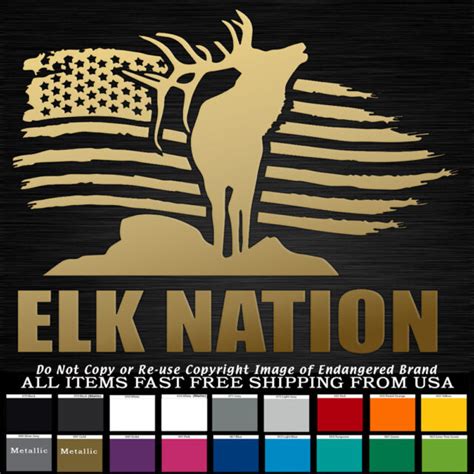Elk Nation D Bull Antlers Usa Flag Horns Skull Hunting Patriotic