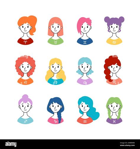 Ensemble De Signes Dhoroscope En Tant Que Femmes Collection De Signes