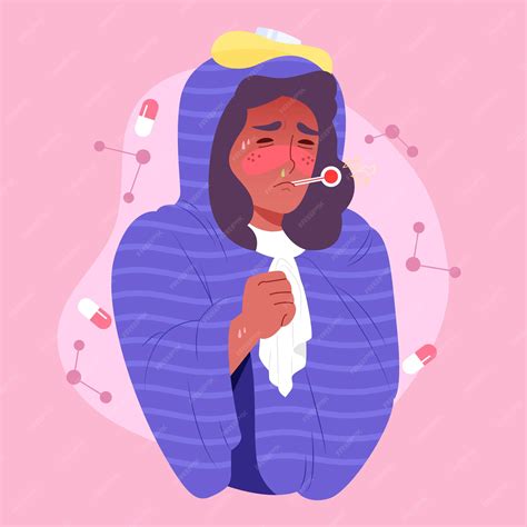 감기에 걸린 사람 무료 벡터