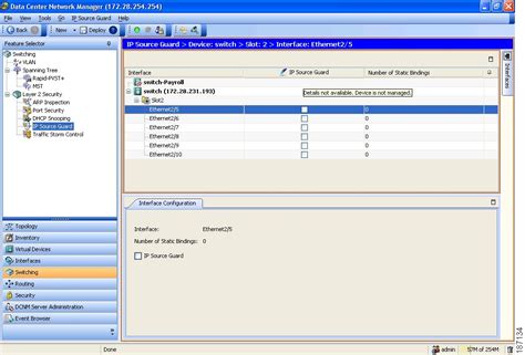 Cisco Dcnm Security Configuration Guide Release 40 Configuring Ip Source Guard Support Cisco