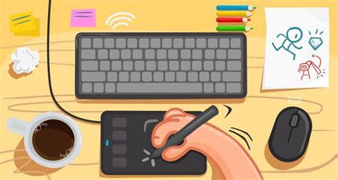Premium Vector Workstation With Artistic And Creative Elements Coffee