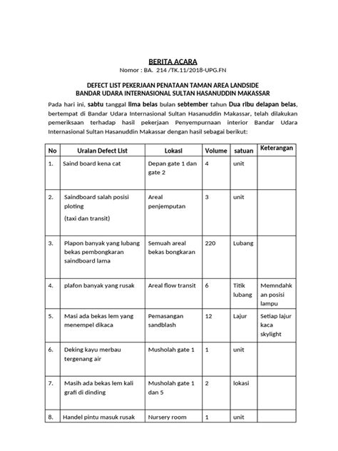 Defect List Interior Pdf