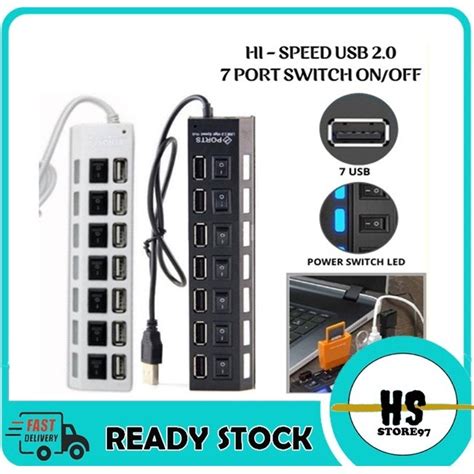 Jual Alat Usb Hub 7 Port Output Switch On Led 20 Pc Laptop Usb Slot