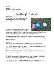 Small Angle EquationLAB Pdf Eric Lara Lab PHYS Solar System Small Angle