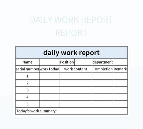 Free Daily Work Report Templates For Google Sheets And Microsoft Excel