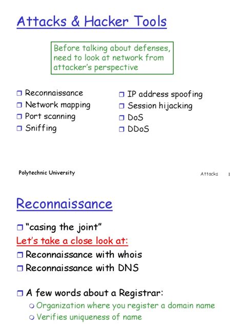 Attacks And Hacker Tools Before Talking About Defenses Need To Look At Network From Attacker S