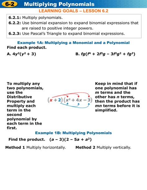 Multiplying Polynomials Lesson And Examples