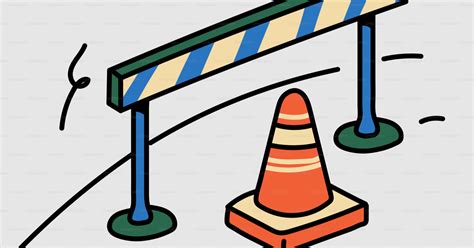 Vektor Jalan Ditutup Dengan Seruan Kehati Hatian Gambar Ilustrasi Di