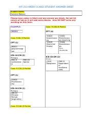 HIT 213 Week 5 Coding Babe Answer Sheet 03 312019 3 Docx HIT 213 WEEK 5 CASES Babe
