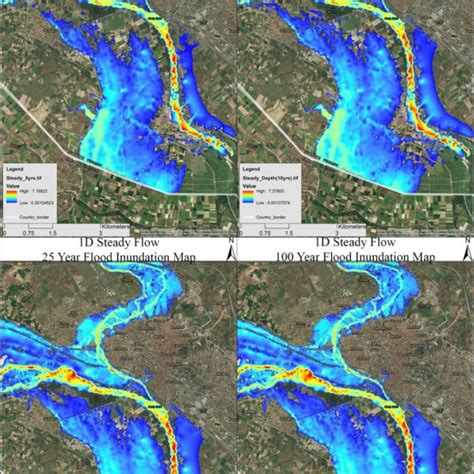 D Unsteady Flow Inundation Maps Of Floods With Different Return Periods Download Scientific