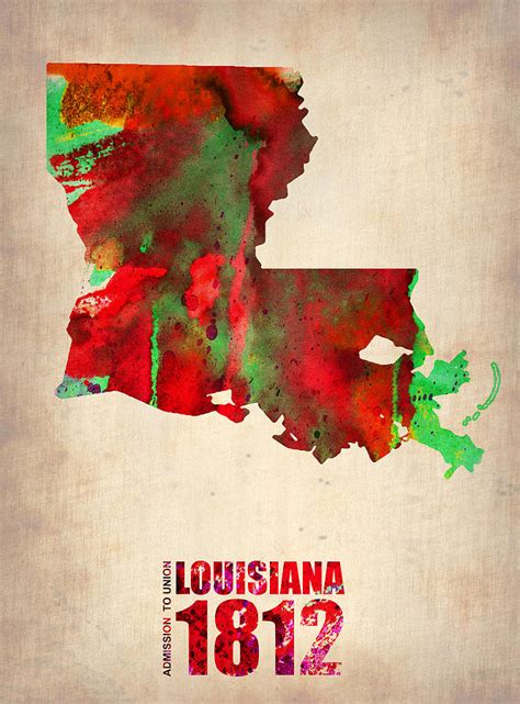 Louisiana Watercolor Map Digital Art By Naxart Studio Fine Art America
