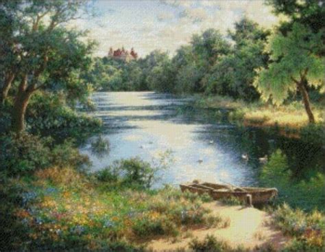 Chart Needlework Diy Counted Cross Stitch Patterns Quiet River Ebay