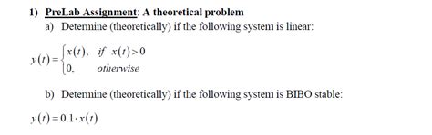 solved 1 prelab assignment a theoretical problem a
