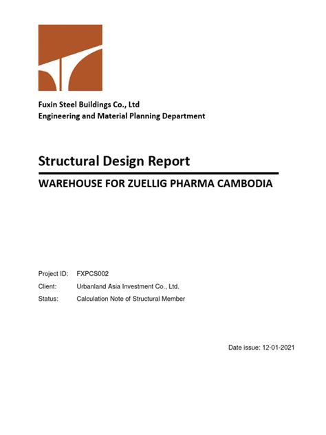 Structural Design Report For Warehouse Pdf Strength Of Materials
