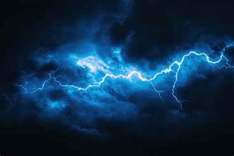 Blue Neon Lightning Storm Thunderstorm Free Photo Rawpixel