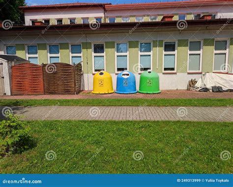 Garbage Bins Garbage Sorting Colors Stock Image Image Of Sorting Back 249313999