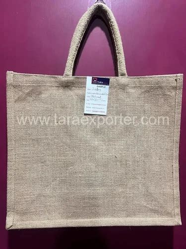 Brown Plain TE 13 Natural Stiff Jute Rope Handle Unlaminated Bag At