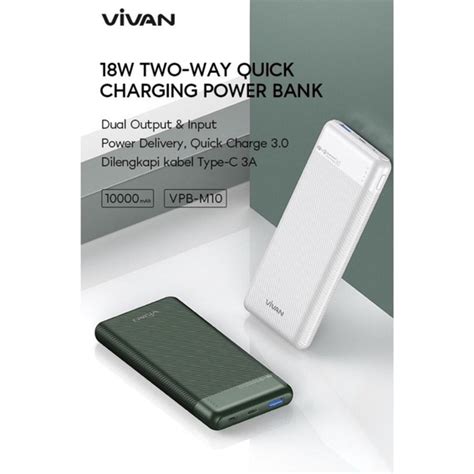 Jual Power Bank ORIGINAL VIVAN VPB M MAh W Two Way Quick Charging With Type C Cable