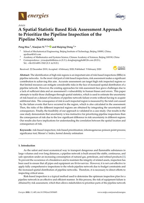 Pdf A Spatial Statistic Based Risk Assessment Approach To Prioritize The Pipeline Inspection