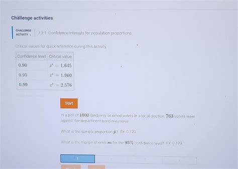 Solved Challenge Activity 721 Confidence Intervals For