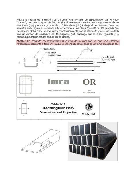 Example D 4 Rectangular Hss Tension Member Descargar Gratis Pdf Sectores Economicos Física