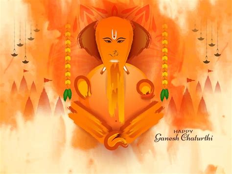Feliz Festival De Ganesh Chaturthi Vetor De Fundo Em Estilo Aquarela