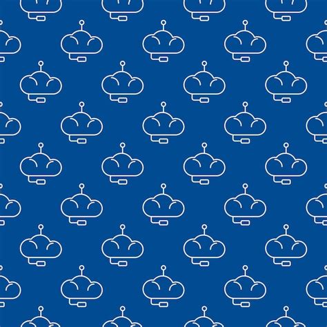 Premium Vector Chatbot Cloud With Headset Concept Vector Blue Line Seamless Pattern