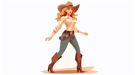 Cowgirl Vector Illustration On White Background Premium Ai Generated