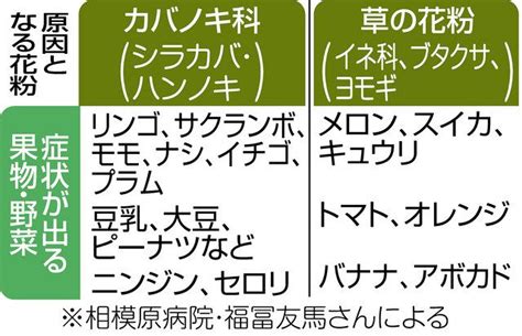 果物など 大人の食物アレルギー 原因は花粉症の可能性 口のかゆみ、イガイガ豆乳は重症化例も：東京新聞 Tokyo Web