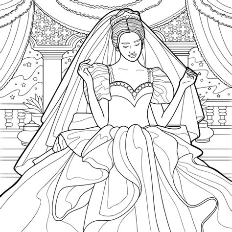 Princess Themed Coloring Page An Elegant Bride Princess