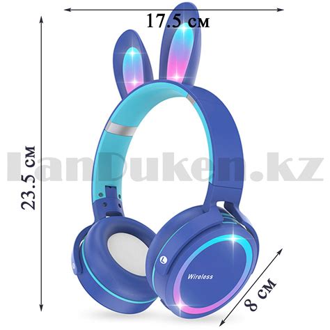 Беспроводные Bluetooth наушники с заячьими ушками Pm 05 синие