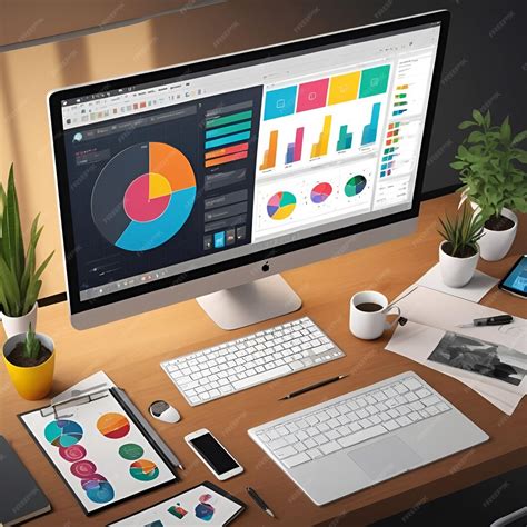 Graphic Design Software Mockup Realistic Desktop Interface With Tools And Layout Premium Ai