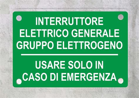 Cartello In Plexiglass Segnaletico Interruttore Elettrico Generale