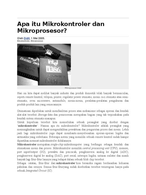 Apa Itu Mikrokontroler Dan Mikroprosesor Pdf