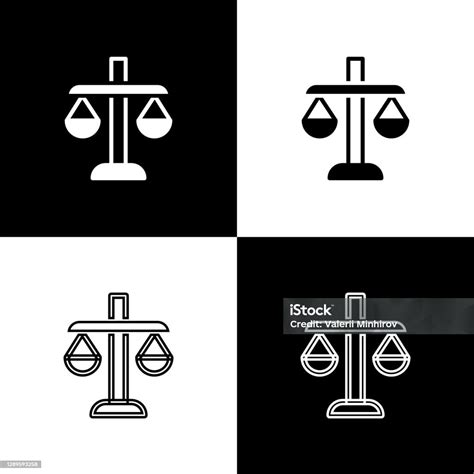 設置在黑白背景上隔離的司法比例圖示法院的象徵平衡比例符號向量向量圖形及更多保護圖片 保護 公義 分析 Istock
