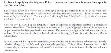 Problem 7 Applying The Wigner Eckart Theorem To