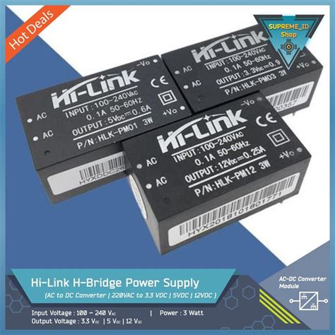 Jual Hlk Pm01 Hlk Pm12 Hi Link H Bridge Power Ac Dc Converter 220vac To 5vdc To 12vdc 6a 3w