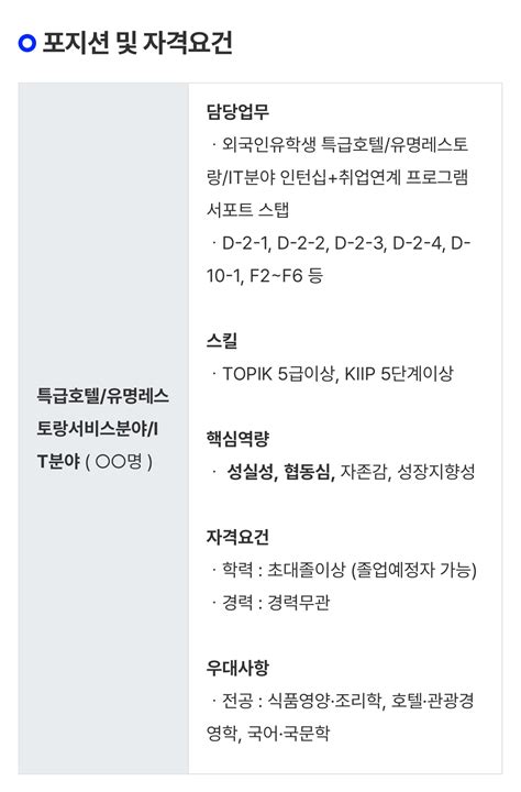주 아이제이글로벌 외국인유학생 특급호텔 레스토랑 It분야 인턴십 취업연계 서포트 스탭 채용 자블링